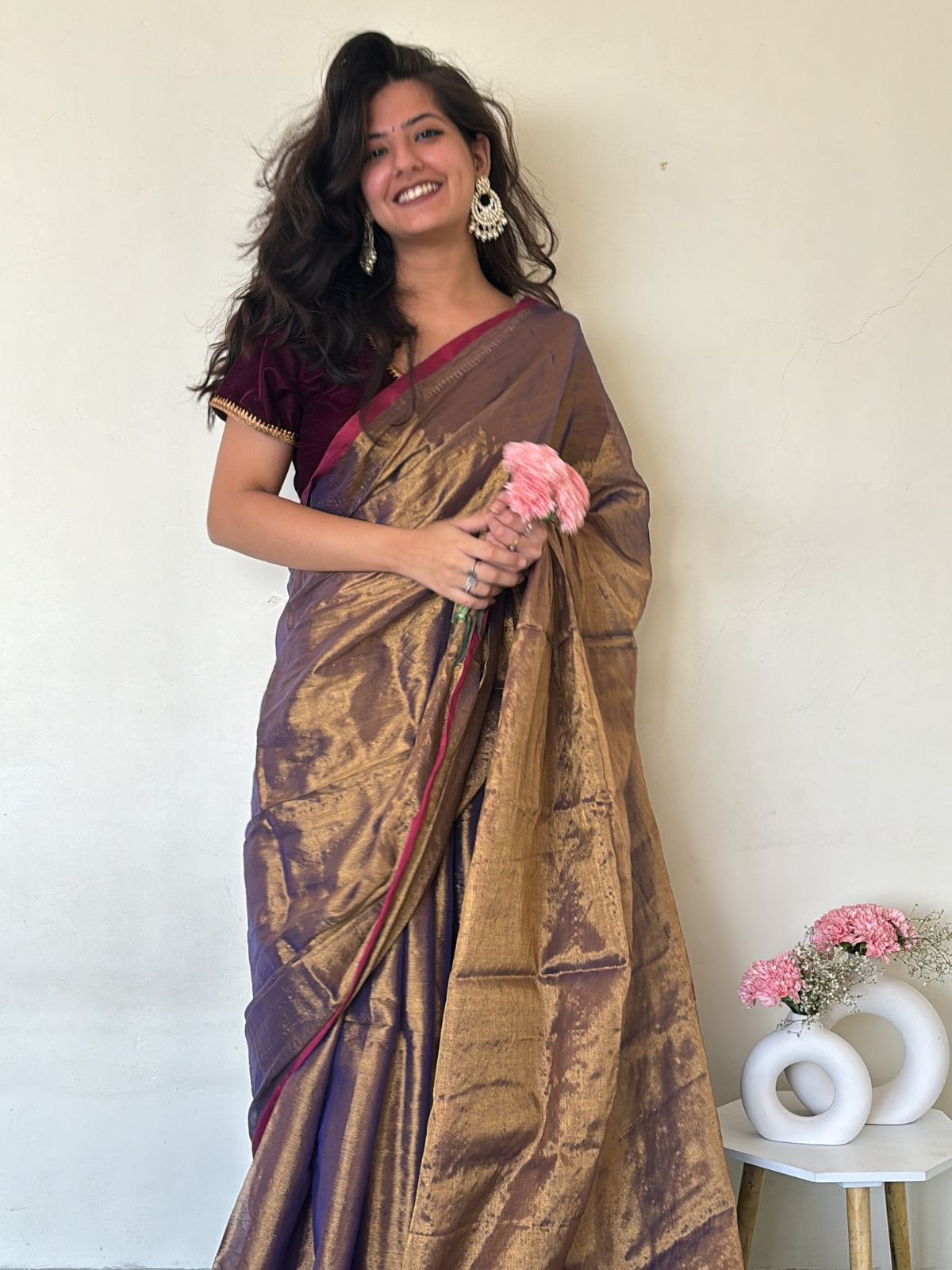 Mulberry Cotton Tissue Saree