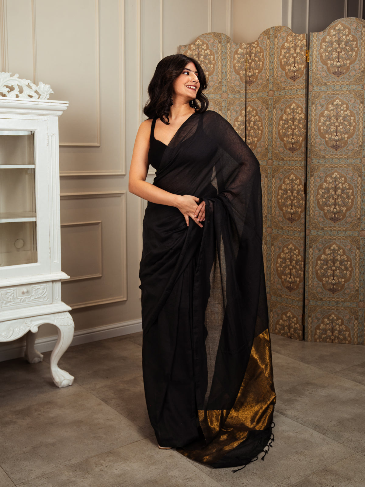 Pank Cotton Saree